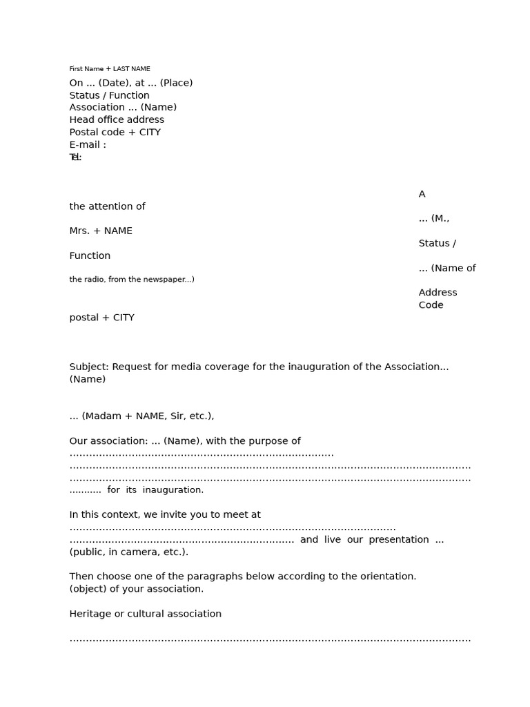 Media Coverage Request for Inauguration | PDF