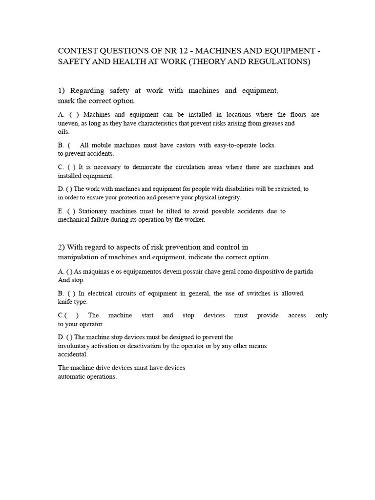 NR 12 Safety Regulations for Machinery | PDF | Direct Current ...