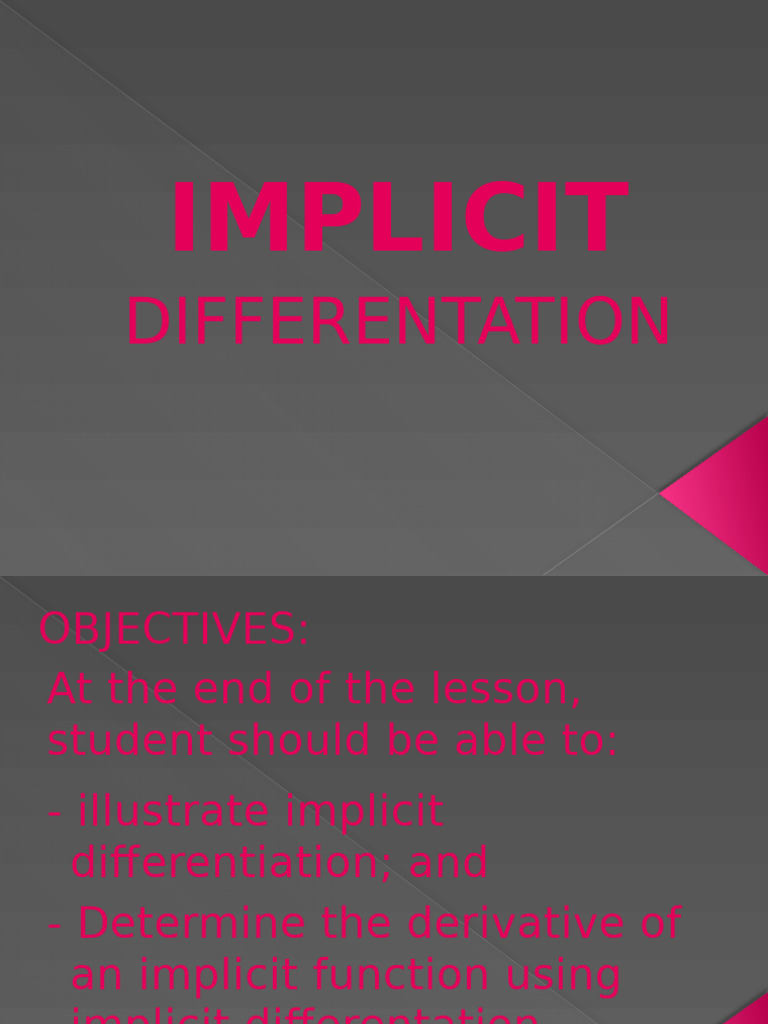 Implicit Differentiation | PDF | Derivative | Function (Mathematics)
