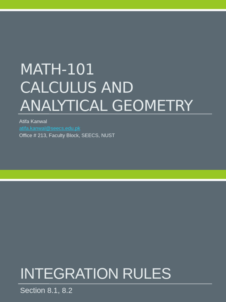 Calculus Integration Techniques Guide | PDF