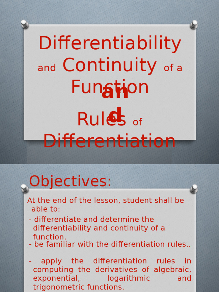 Rules of Differentiation | PDF | Derivative | Function (Mathematics)