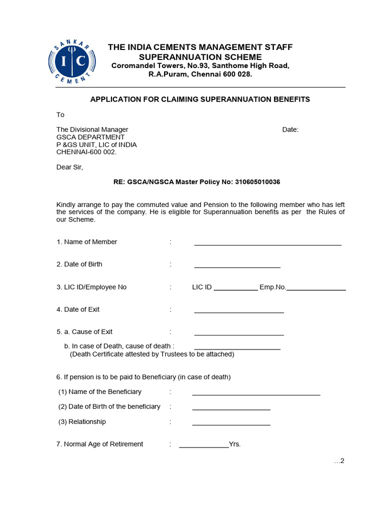 (R) Pension Application Form - DC C - Policy No.310605010036 | PDF ...