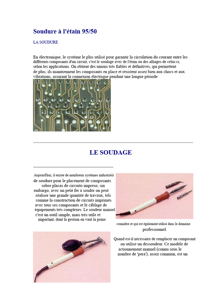 Guide de la soudure à l'étain 95/50 | PDF | Soudage | Construction