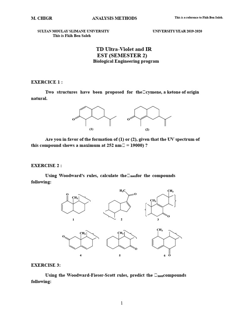 UV-Visible and IR Analysis Exercises | PDF | Ultraviolet–Visible ...