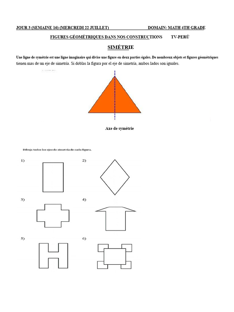 Symétrie et figures géométriques 4e | PDF