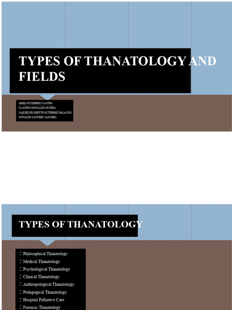 Types and Fields of Thanatology | PDF | Terminal Illness | Psychology