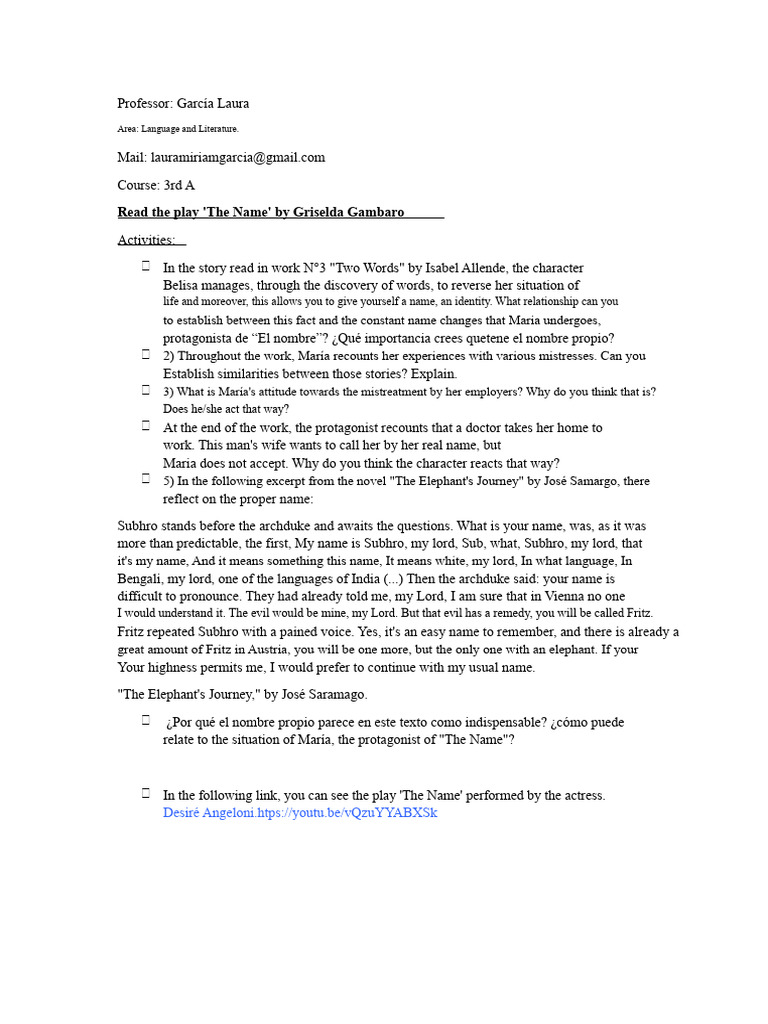 Practical work No. 1 - THE NAME | PDF