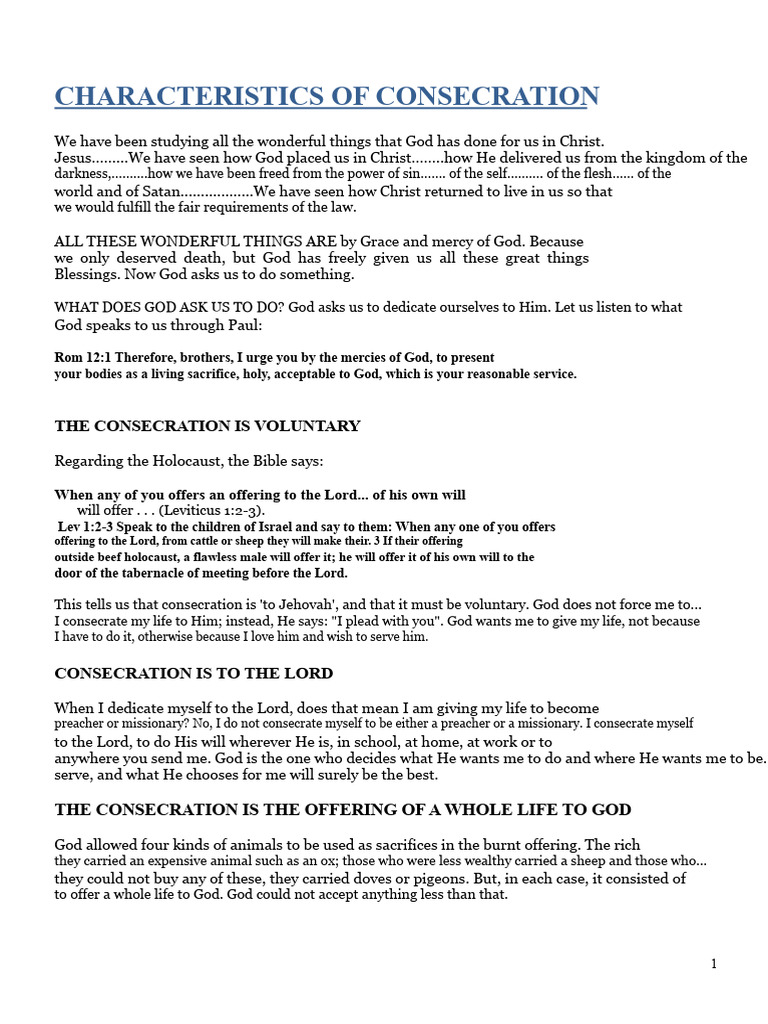 Characteristics of the Consecration | PDF | God In Christianity | Jesus