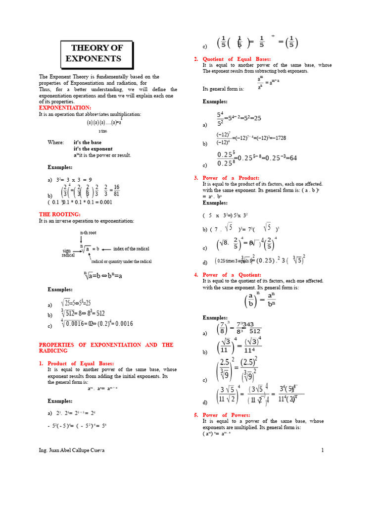 Exponentiation and Radicals Explained | PDF | Exponentiation | Square Root