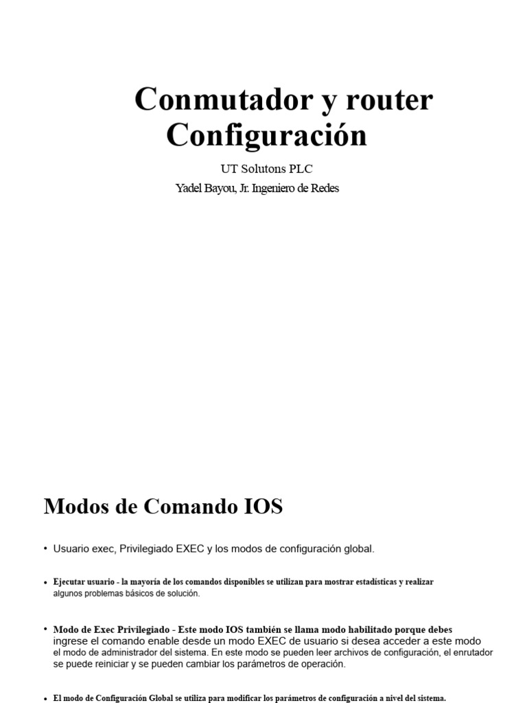 Configuración de Switch y Router | PDF | Dirección IP | Red de computadoras