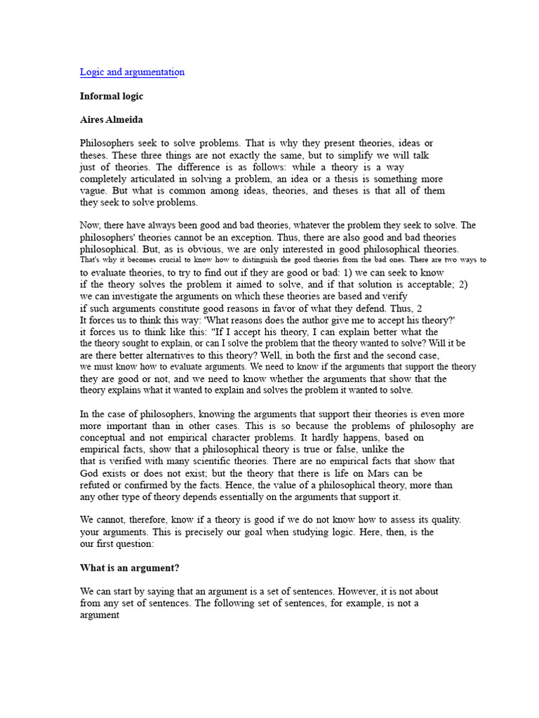 Informal Logic - Aires Almeida | PDF | Argument | Logic