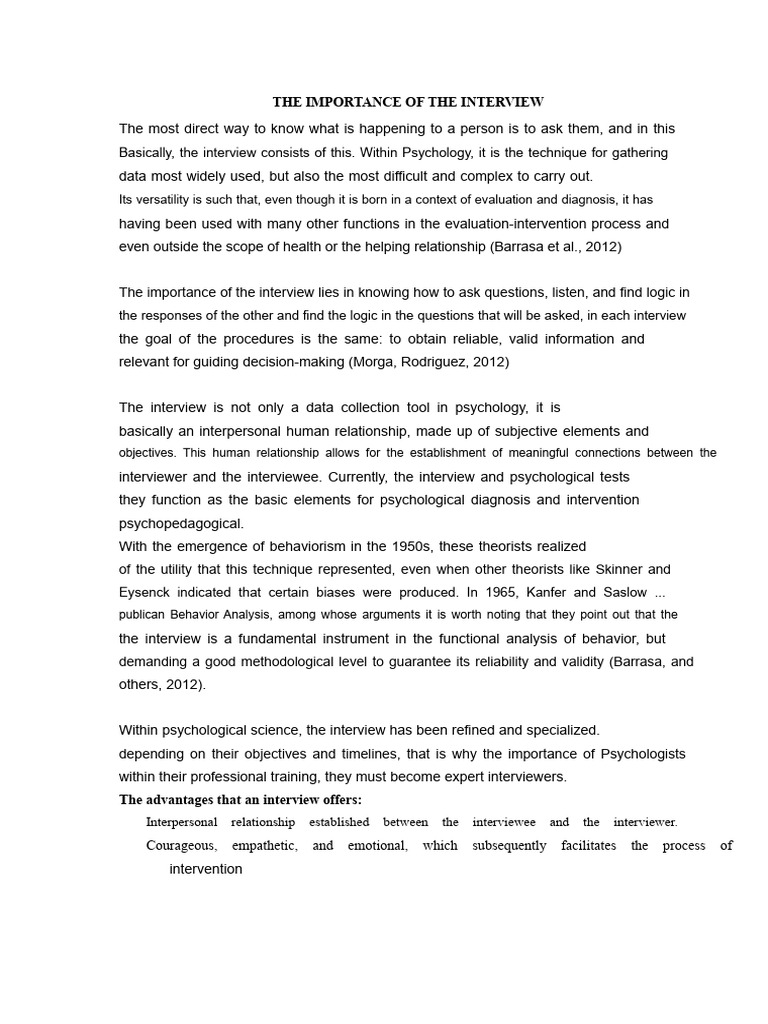 Importance of The Interview, Specific Objectives and Conclusion | PDF ...