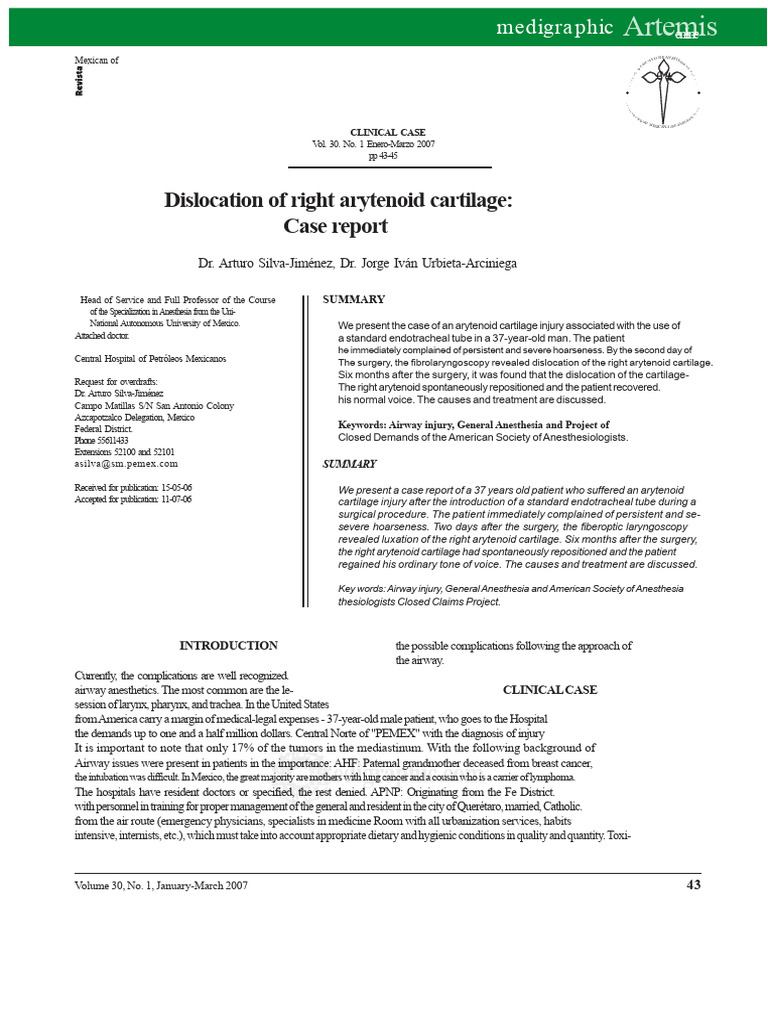 Arytenoid dislocation | PDF | Larynx | Clinical Medicine