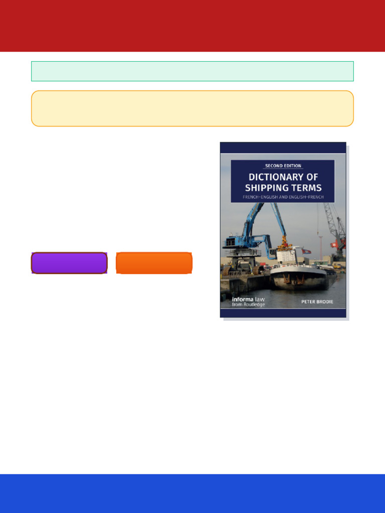 Dictionary of Shipping Terms French English and English French Second ...