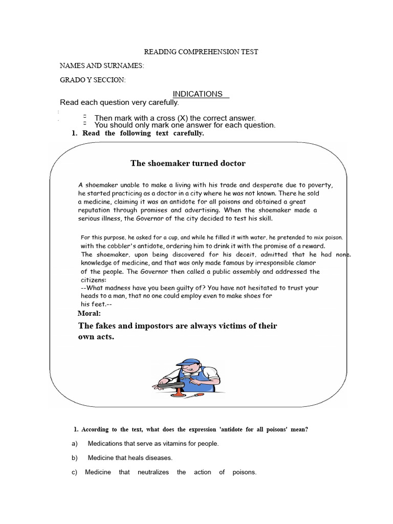 Reading Comprehension Test | PDF