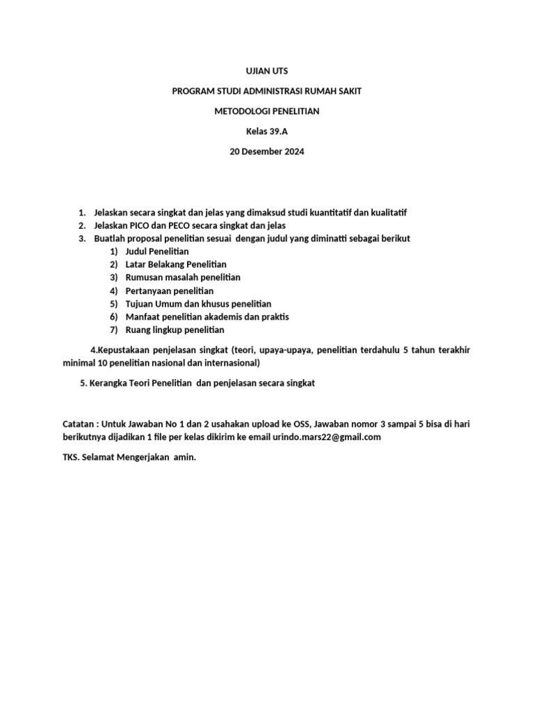 Ujian Uts 39 a Metlit | PDF