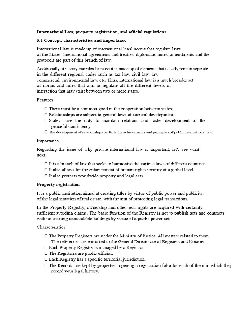 International Law and Property Registration | PDF | International Law ...
