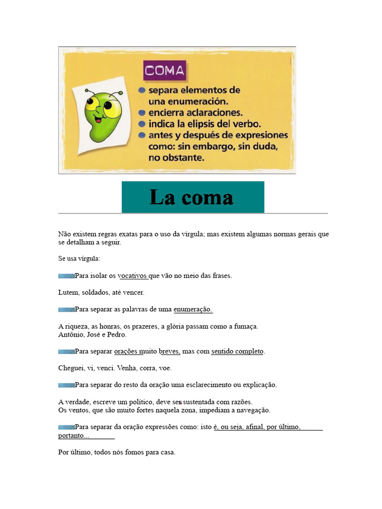 regras do uso da vírgula | PDF | Gramática | Linguística
