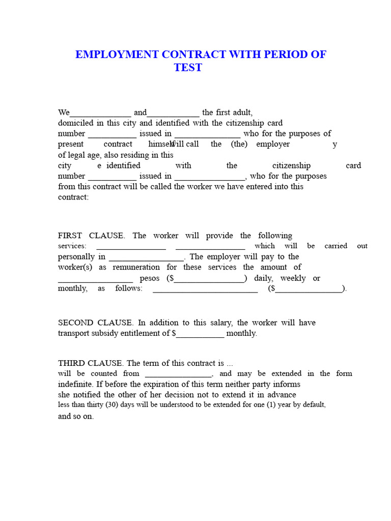 Employment Contract With Probationary Period | PDF | Employment | Salary