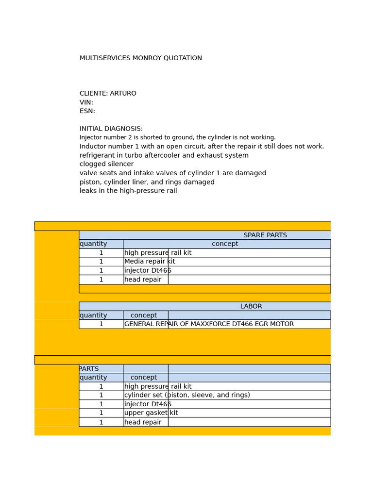Quote for Mechanical Workshop | PDF | Cylinder (Engine) | Piston