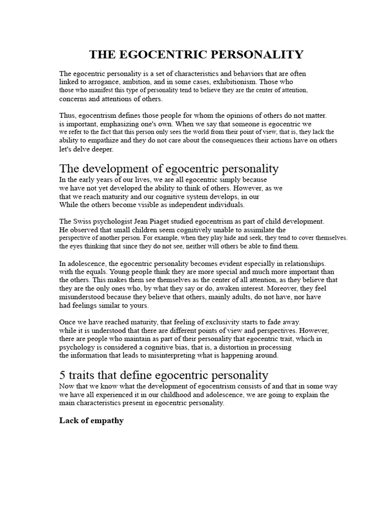 Understanding Egocentric Personality Traits | PDF | Empathy | Self Esteem