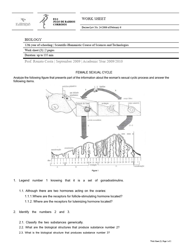 Work Sheet 3 Biology 12 | PDF | Luteinizing Hormone | Mammal Female ...