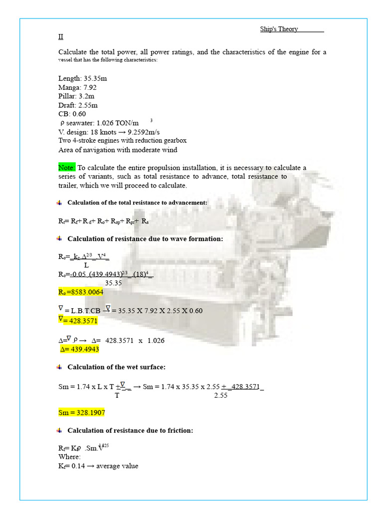 Ship Propulsion Power Calculation Guide | PDF | Horsepower | Ships