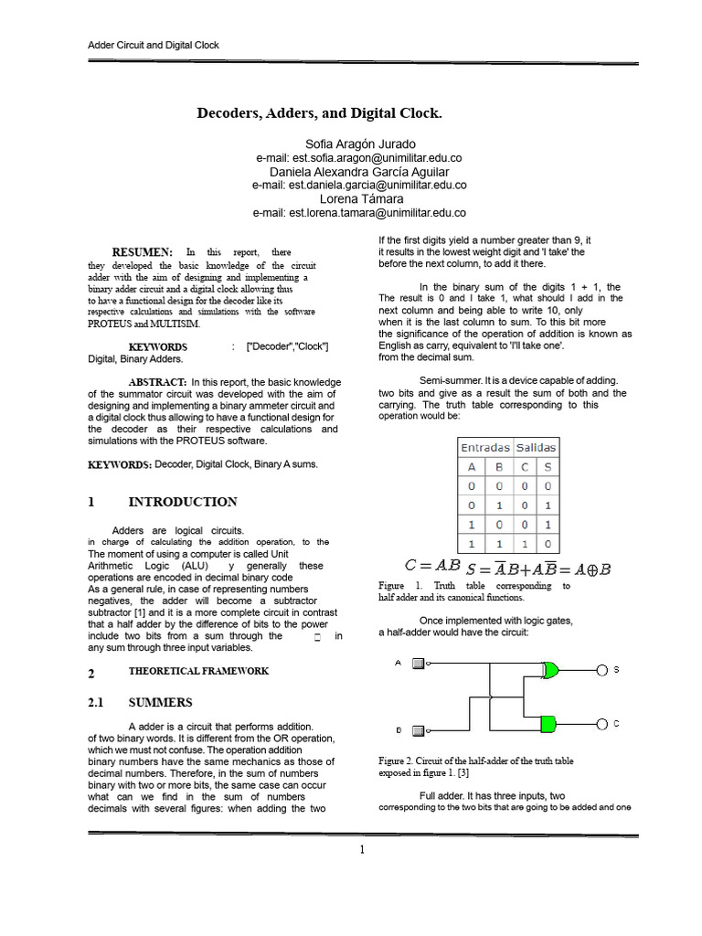 Lab 3. Decoders, Adders, and Digital Clock | PDF | Electrical Engineering | Electronics