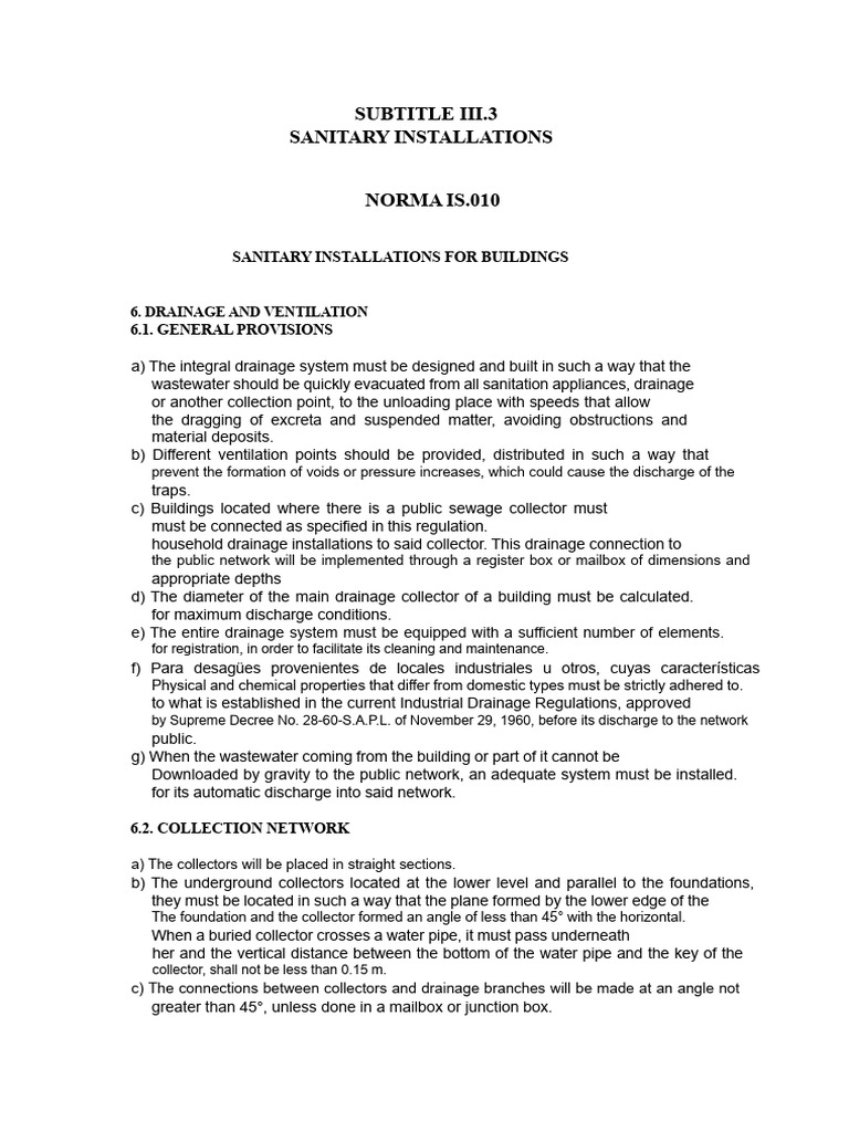 59 IS.010 SANITARY INSTALLATIONS FOR BUILDINGS DS No. 017-2012 | PDF ...