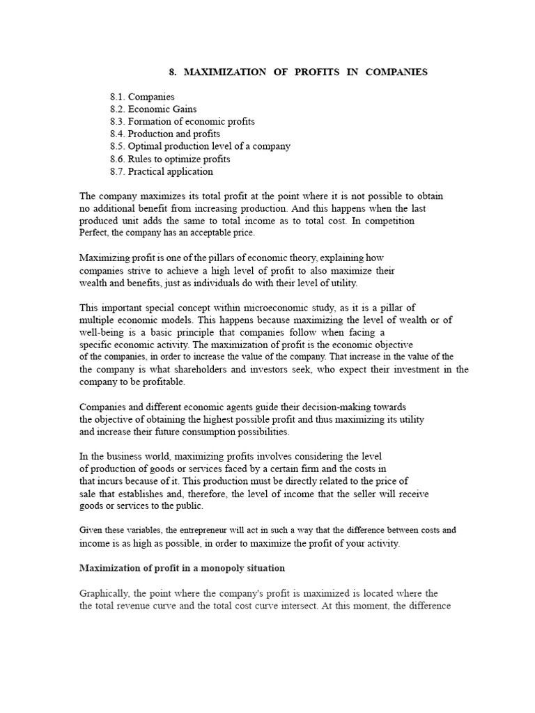 Profit Maximization Strategies for Companies | PDF | Profit (Economics ...