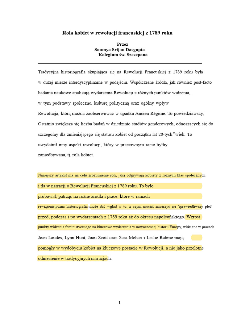 Rola kobiet w rewolucji francuskiej! | PDF