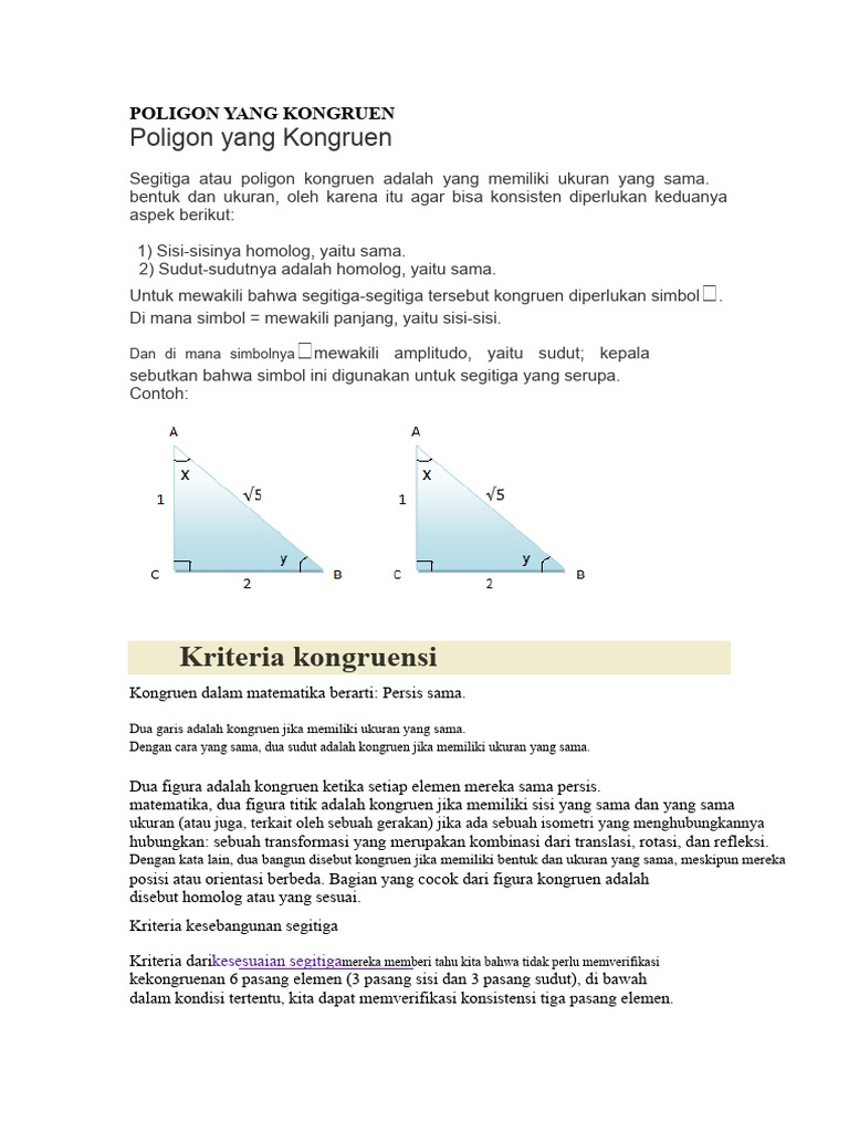Kriteria Kongruensi Poligon dalam Matematika | PDF