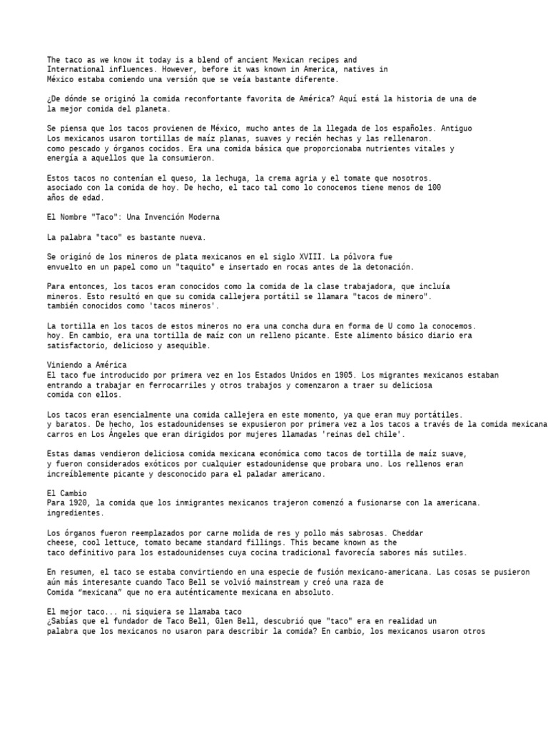 TACO | PDF | Taco | Cocina mexicana