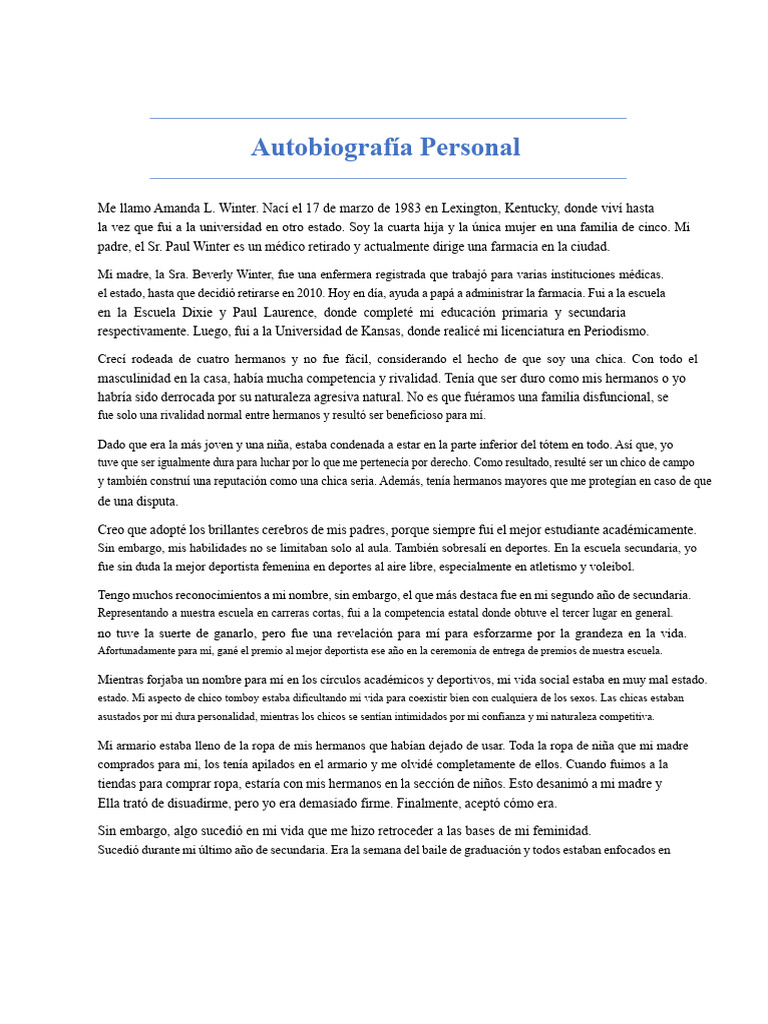 Autobiografía Personal | PDF