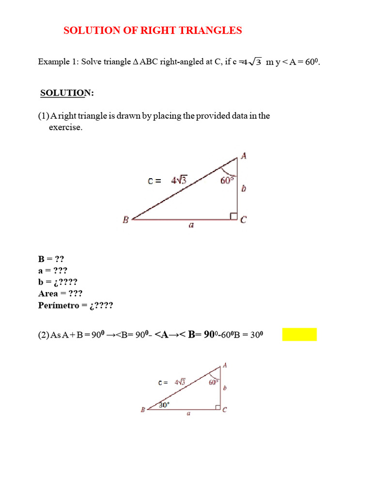 Solution of Right Triangles | PDF | Classical Geometry | Euclid
