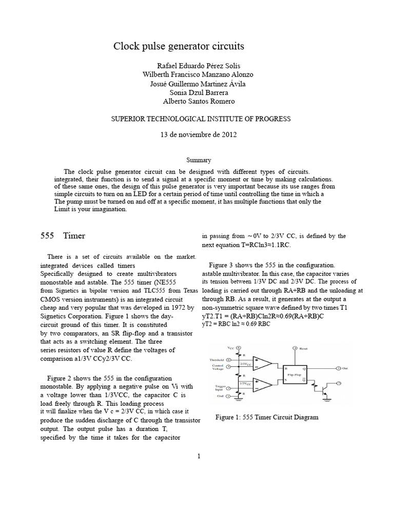 Clock Pulse Generator Circuit Design | PDF | Electronics | Electricity