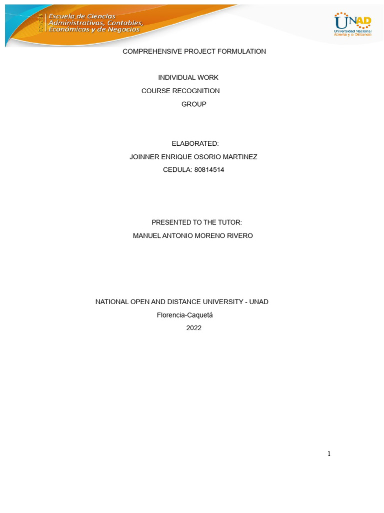 Integral Project Formulation Overview | PDF | Cognitive Science | Learning