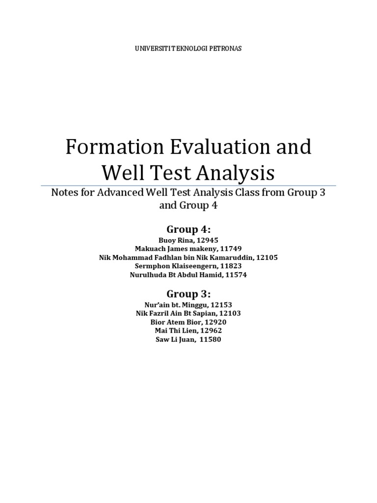 Formation Evaluation and Well Test Analysis - Group 3 N 4 | Download ...