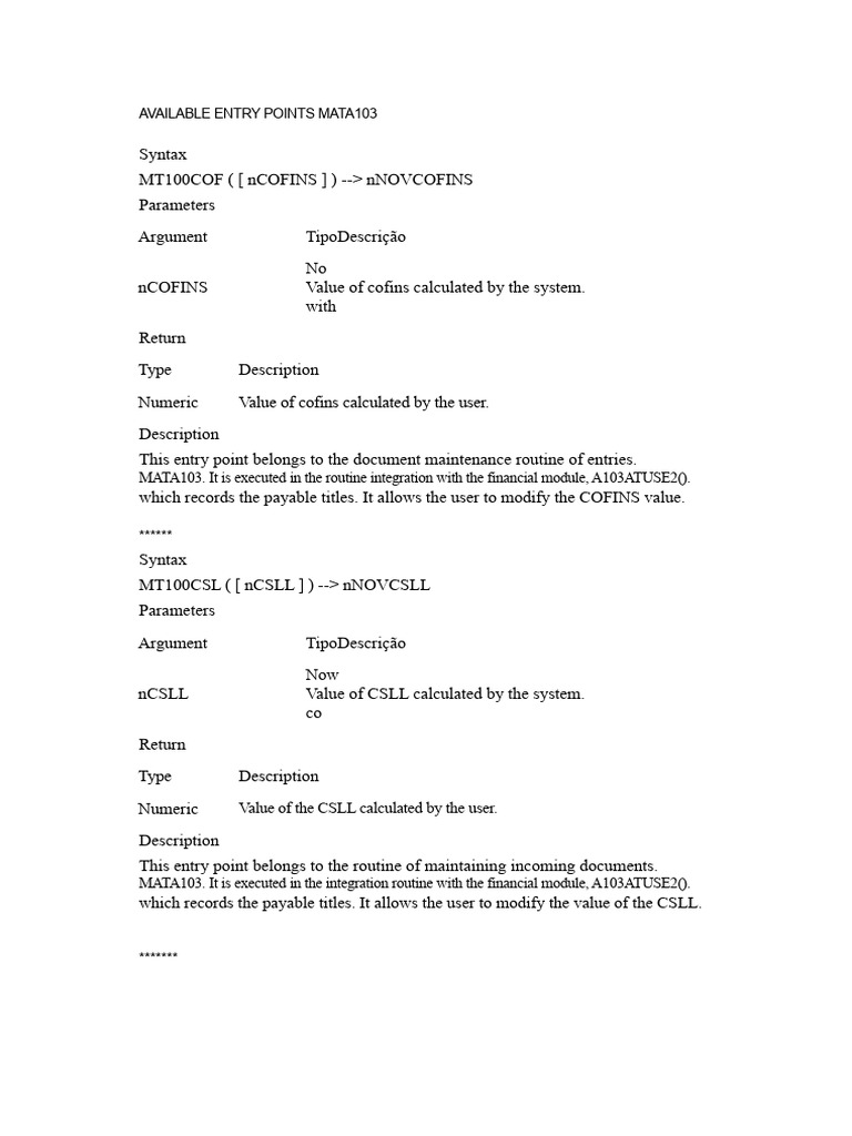 MATA103 and MATA103X Available Entry Points | PDF | Parameter (Computer ...