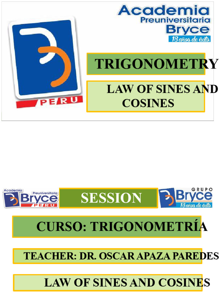 Session On The Law of Sines and Cosines To Send | PDF | Trigonometry ...