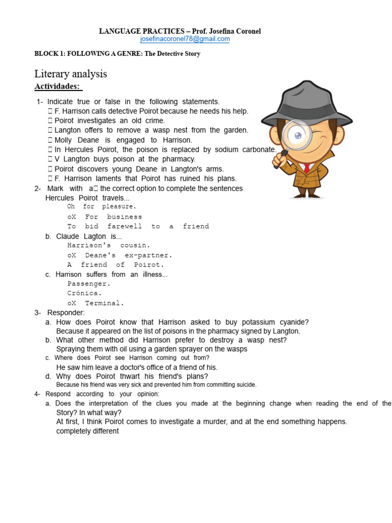 Detective Story Analysis Activities | PDF | Hercule Poirot | Detective ...
