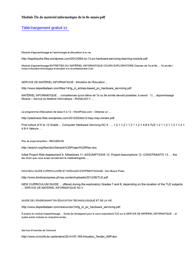 Module TLE : Entretien Matériel Informatique | PDF | Informatique ...