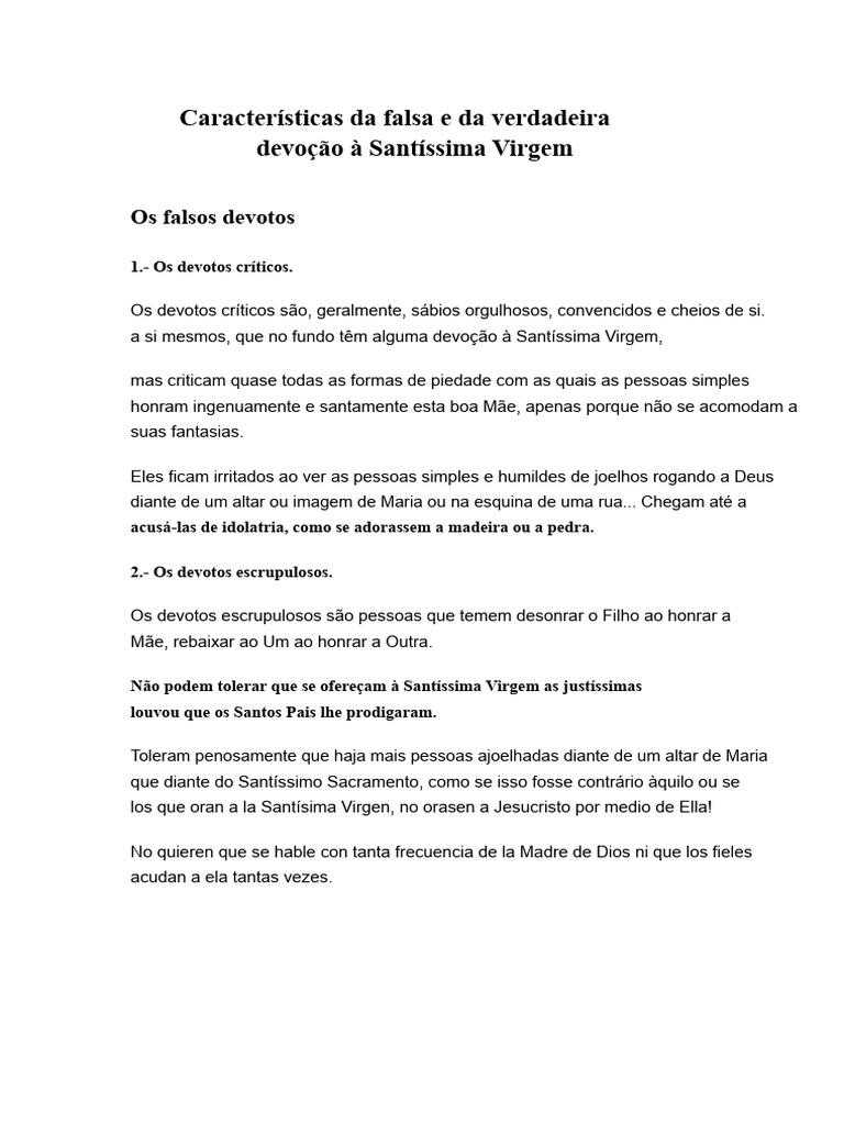 Verdadeira e Falsa Devoção a Maria | PDF | Maria, mãe de Jesus | Amor