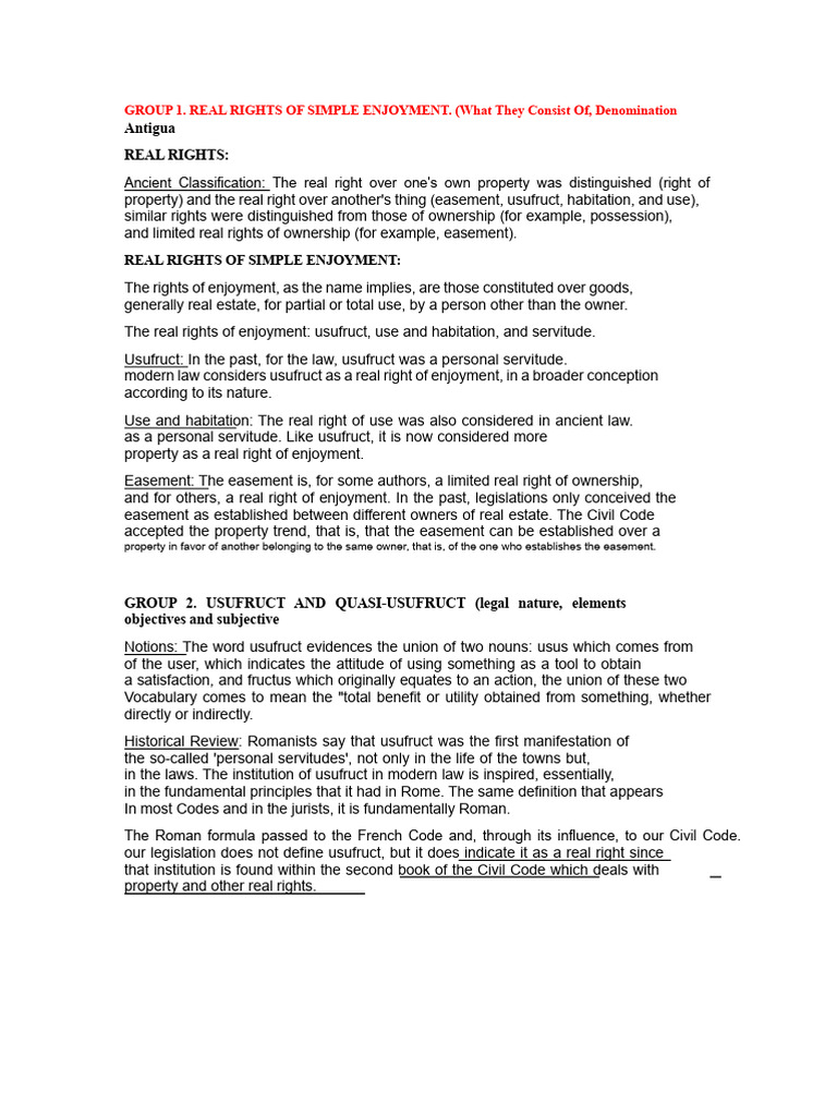 Understanding Real Rights of Enjoyment | PDF | Bonds (Finance) | Insurance