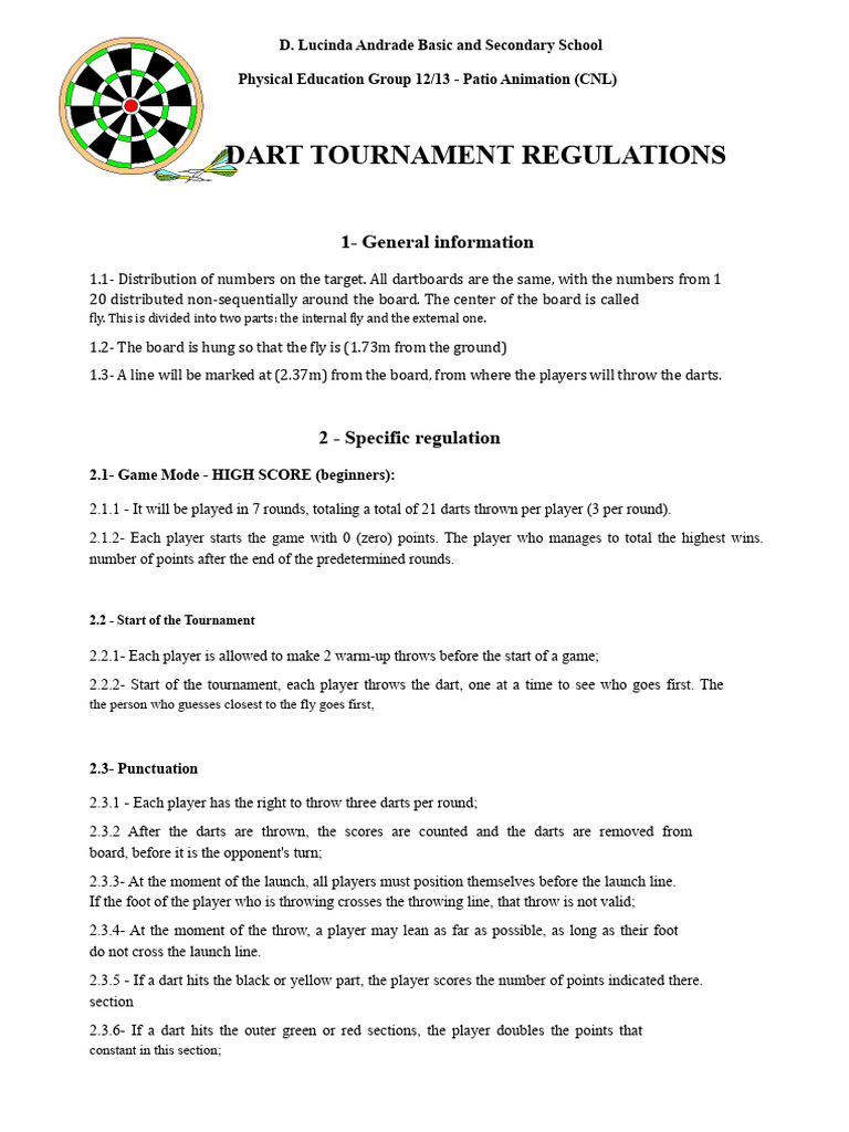Dart Tournament Regulations Guide | PDF | Summer Sports | Individual Sports