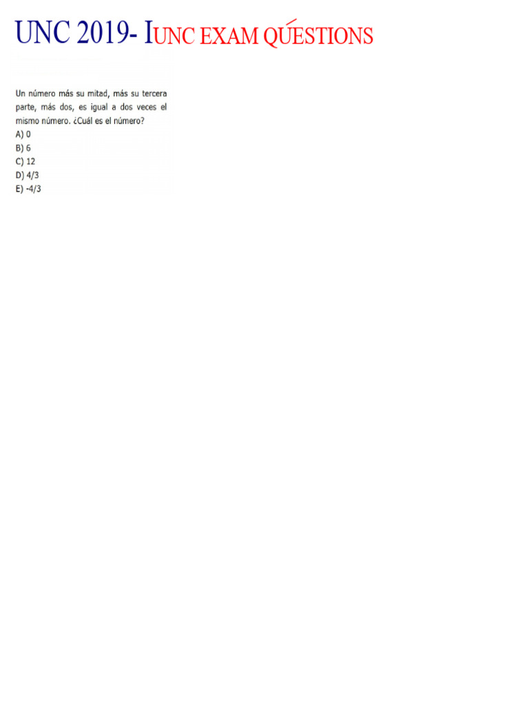 UNC 2019-2020 Exam Questions | PDF