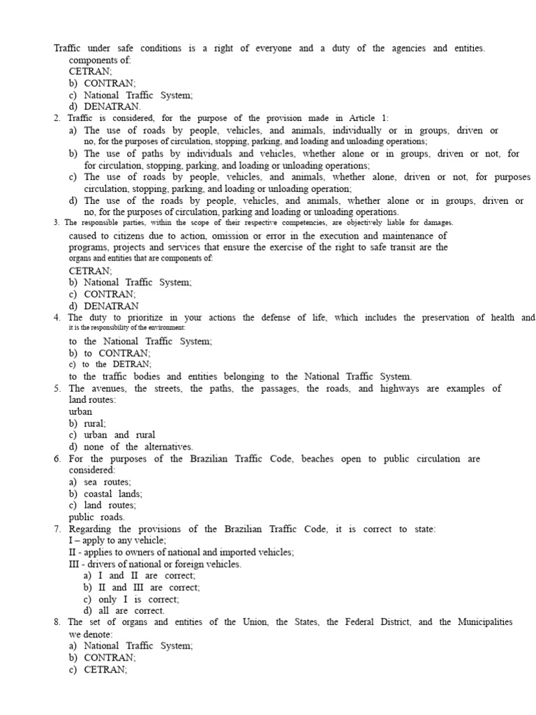 (Ok) 1000 Questions CTB | PDF | Traffic | Road