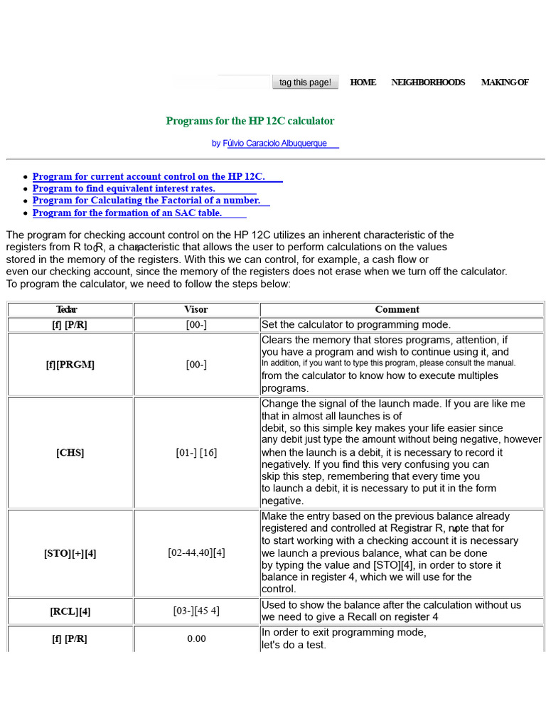 HP 12C Calculator Programming Guide | PDF | Calculator | Debits And Credits