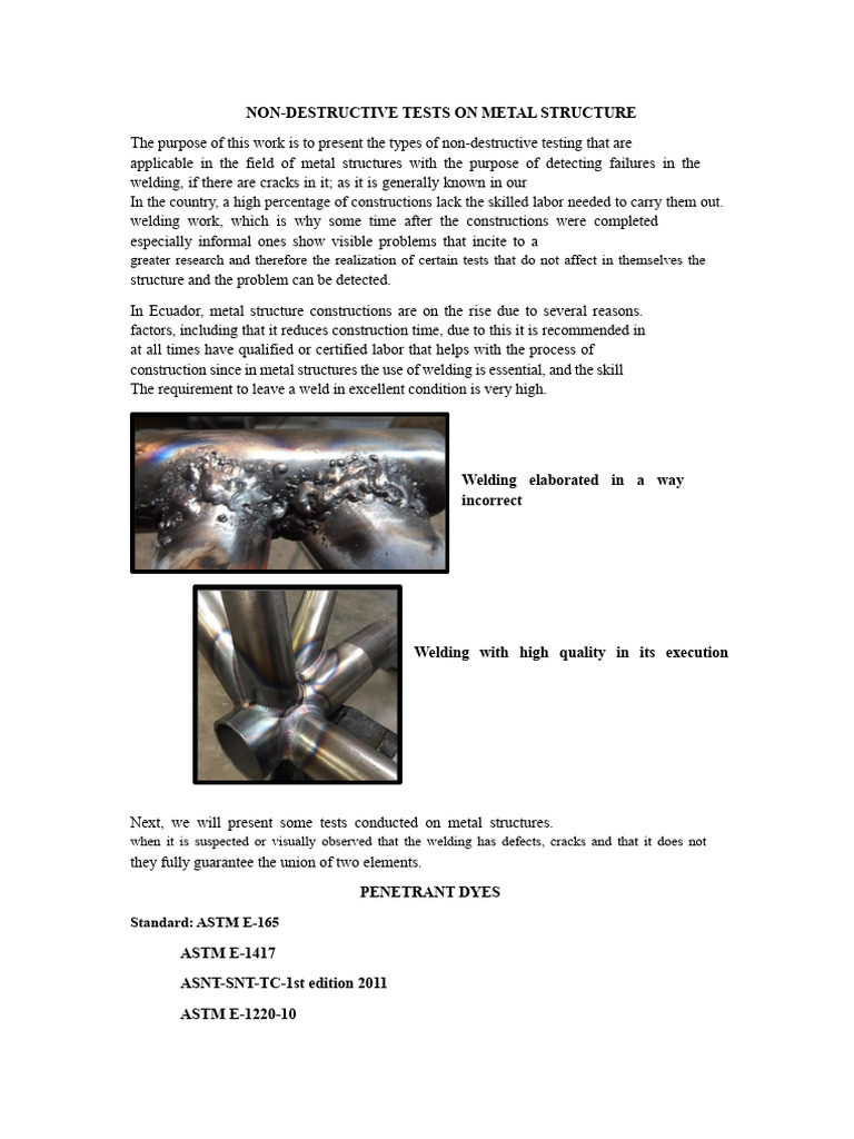 Metallic Est. Essays | PDF | Nondestructive Testing | Welding