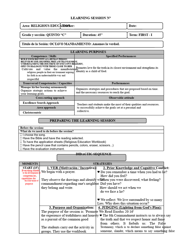 FIFTH GRADE LEARNING SESSION 07 | PDF | Lord's Prayer | Ten Commandments